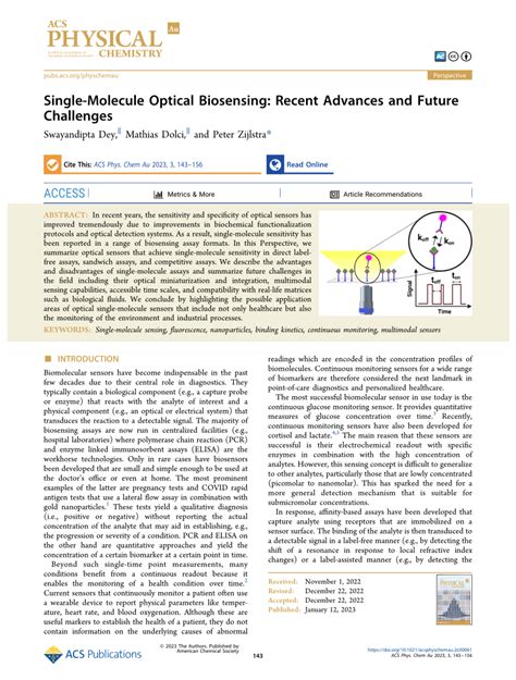 Pdf Single Molecule Optical Biosensing Recent Advances And Future