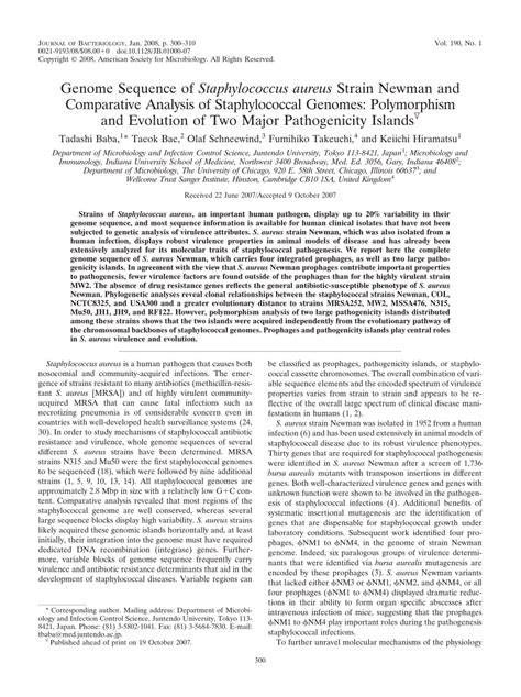 Pdf Genome Sequence Of Staphylococcus Aureus Strain Newman And