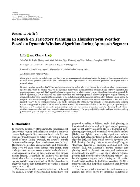 Pdf Research On Trajectory Planning In Thunderstorm Weather Based On