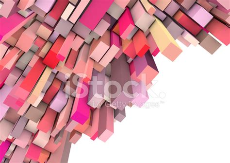 Abstract 3d Composition With Pink Rectangular Shapes On White Stock