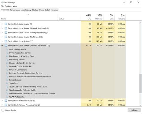 Service Host Local System Network Restricted Causing Excess Cpu