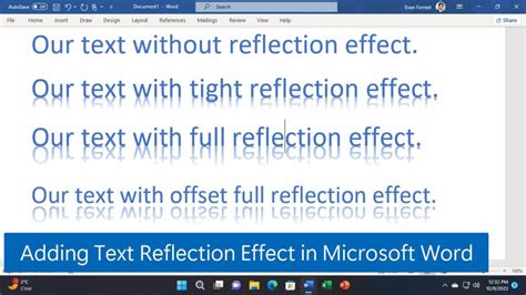 How To Add Reflection Or Mirror Effect In Microsoft Word Windowstip
