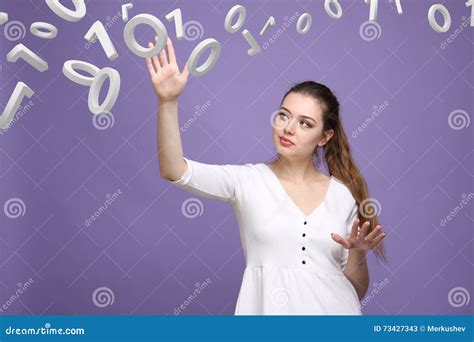 Woman Working With Binary Code Concept Of Digital Technology Stock Image Image Of Girl