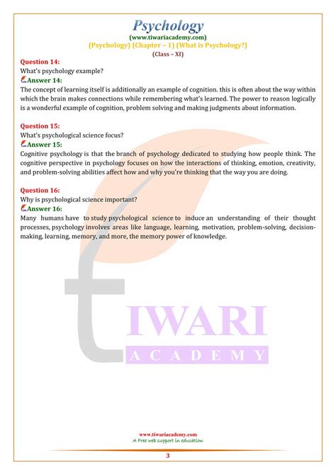 Class 11 Psychology Chapter 1 Important Questions What Is Psychology