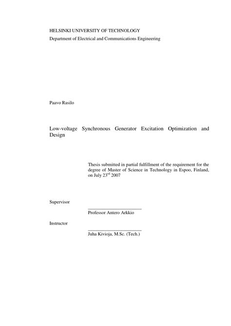 Pdf Low Voltage Synchronous Generator Excitation Optimization And Design