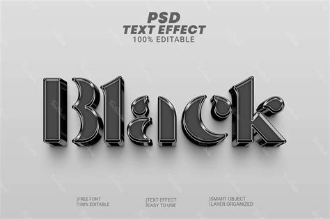Black Glossy Metal Stencil Elegant 3d Text Effect Photoshop Premium