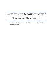 Physics Lab On Ballistic Pendulum Docx ENERGY AND MOMENTUM OF A
