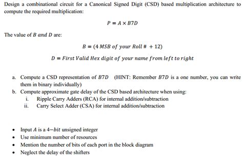 Design A Combinational Circuit For A Canonical Signed