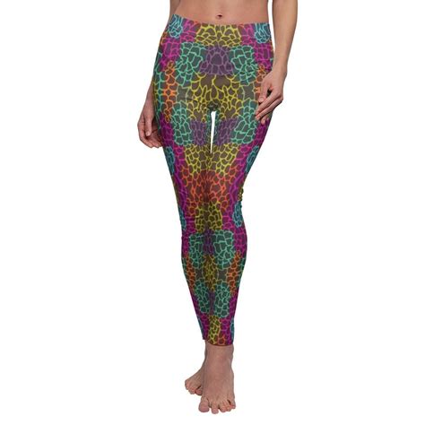 Rainbow Leopard Print Leggings Womens Skinny Fit Casual Style Etsy