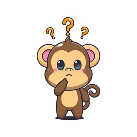 Monkey Cartoon Vector Illustration Is Confused Stock Vector Illustration Of Kawaii Drawing