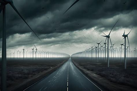 Premium Ai Image Green Ecological Power Energy Generation Wind Farm Eco Field Neural Network