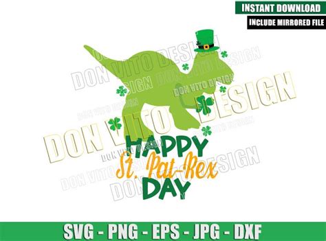 Happy St Pat Rex Day Svg Dxf Png Toy Story Rex Irish Hat Lucky Clover