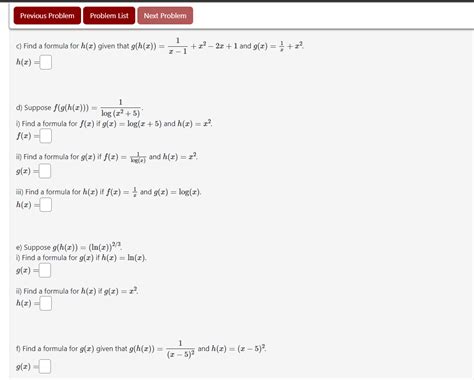Solved For The Following Composite Functions Find Possible Chegg