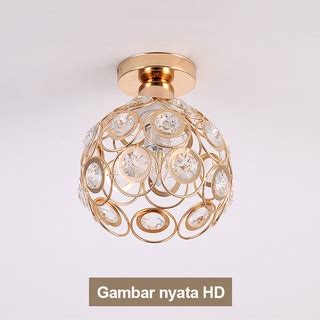 Jual Golden LED Lampu Kristal Plafon Simple Minimalis Lampu Gantung Kristal Bulat Ceiling Lampu