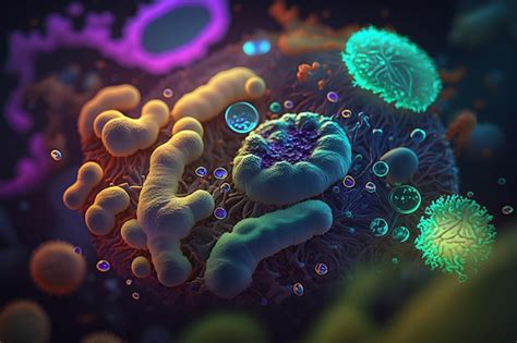 현미경 배경의 박테리아 세포 박테리아 질병 전염병 Generative Ai 프리미엄 사진