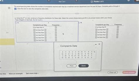 He Accomparying Table Shows The Number Of Complaints Chegg