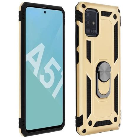 Coque Samsung Galaxy A51 Antichoc Bi matière avec Bague Support Vidéo or Jaune Cdiscount