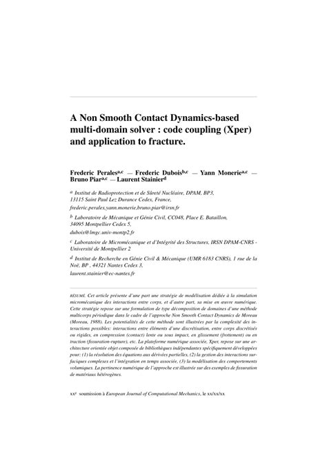 PDF A NonSmooth Contact Dynamics Based Multi Domain Solver