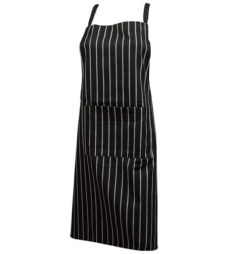 Professional Catering Butchers Bib Apron 100 Cotton Woven Stripe With