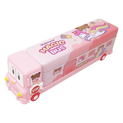 Buy Toys World School Bus Pencil Box Compass Box With Wheelstylish
