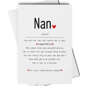 Nan Definition Card Nan Card For Any Occasion Loving Nan Birthday Card Sentimental Nan Card