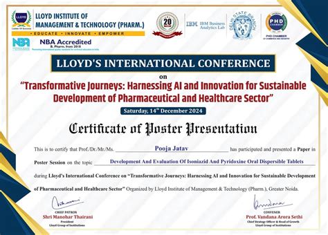 Pooja Jatav On Linkedin Lloyds International Conference On