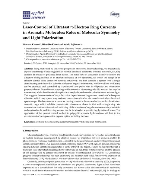 Pdf Laser Control Of Ultrafast π Electron Ring Currents In Aromatic Molecules Roles Of