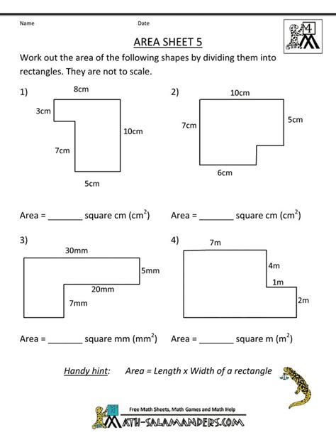 Area Of Irregular Shapes Worksheet Grade 6