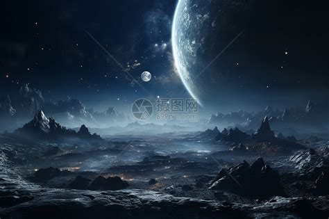 星际辽阔月球与地球插画图片下载 正版图片600762184 摄图网