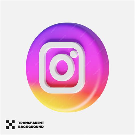 Значок социальных сетей Instagram в 3d визуализации Премиум Psd Файл