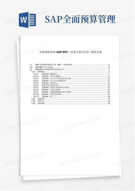 sap全面预算管理Word模板下载 编号lgegynve 熊猫办公