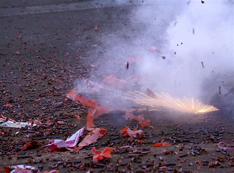 Firecrackers Exploding In The Street Stock Image Image Of Celebration