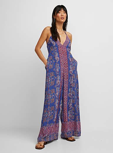Floral Pattern Halter Flowy Jumpsuit Icône Sundress Simons