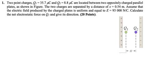 Solved 1 Two Point Charges Qi 357 C And Q2 88 C Are Located