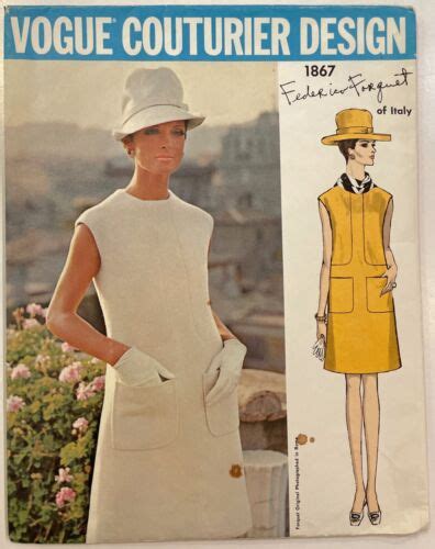 60s Vogue Couturier Design 1867 FEDERICO FORQUET Mod Sheath Dress
