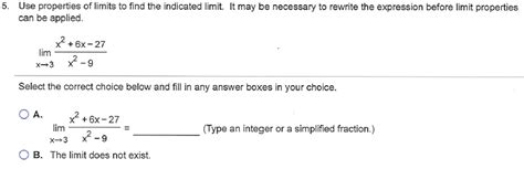 solved use properties of limits to find the indicated limit