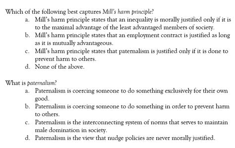 Solved Which Of The Following Best Captures Mills Harm