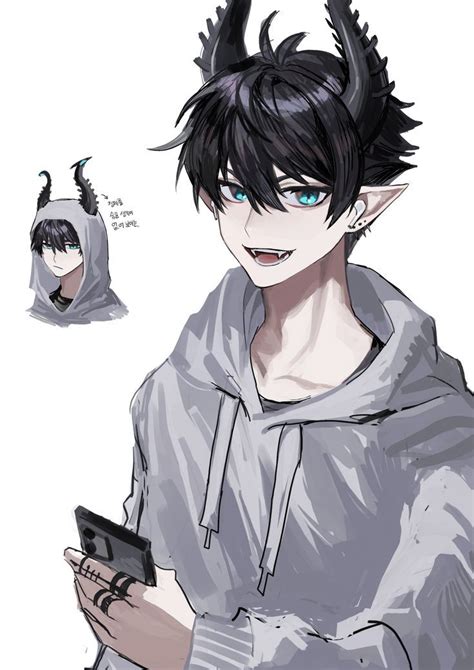 Cute Anime Character With Horns Pretty Drawings