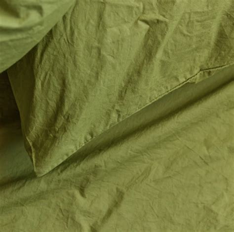 Washed Cotton Percale Sheet Set Field Green Hamsa