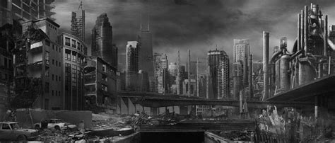 Destroyed City Разрушенный город Пейзажи Антиутопия Город будущего