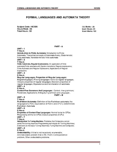 Formal Languages And Automata Theory Formal Languages And Automata