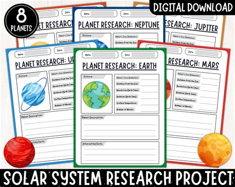 Solar System Planets Research Project Printable Templates Planets Fact