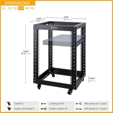 Buy RIVECO U Server Rack Open Frame With Wheels Inch Post Quick Assembly AV Rack Network