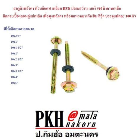 สกรู ยิงหลังคาหัวบล็อค6เหลี่ยม Hsd ปลายสว่าน เบอร์ 10 ยิงคานเหล็กยึด