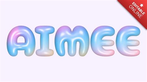 Aimee | Y2K Bubble Trendy Gradient 3D Font Style | Text Effect Generator