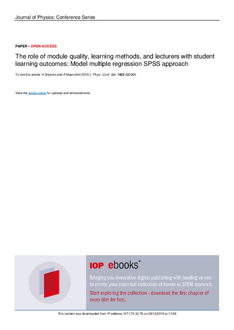 Pdf The Role Of Module Quality Learning Methods And Lecturers With