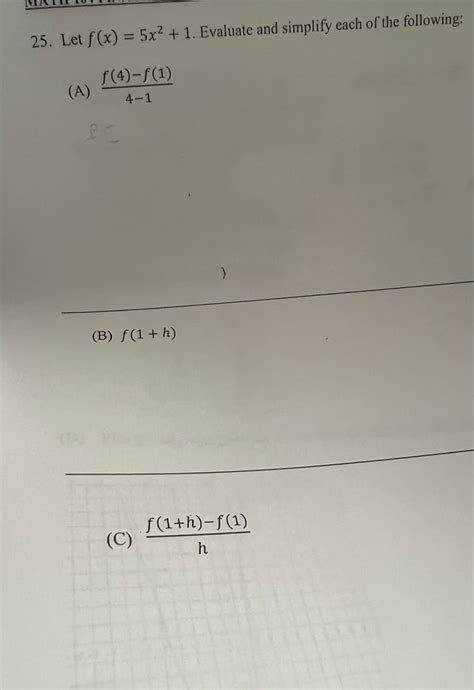 Answered 25 Let F X 5x² 1 Evaluate And… Bartleby