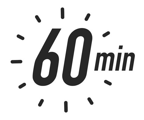 Icono De Temporizador 60 Minutos Vector Color Negro Cronómetro Aislado