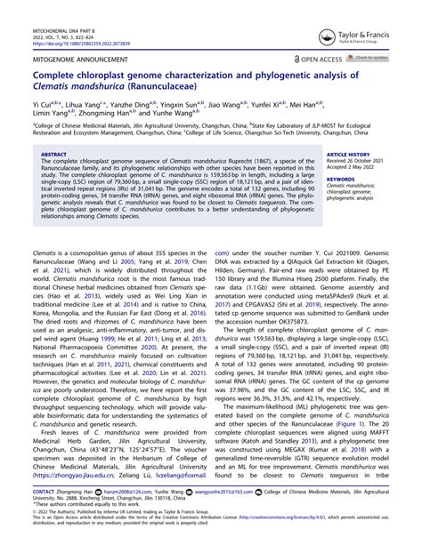 Pdf Complete Chloroplast Genome Characterization And Phylogenetic