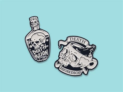 Skull Enamel Pin Death Potion Enamel Pin Skeleton Enamel Pin Gothic